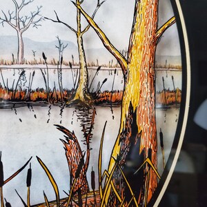 Vintage Wetland Glass Shadowbox Art by Tom Cryer // Vintage | Etsy