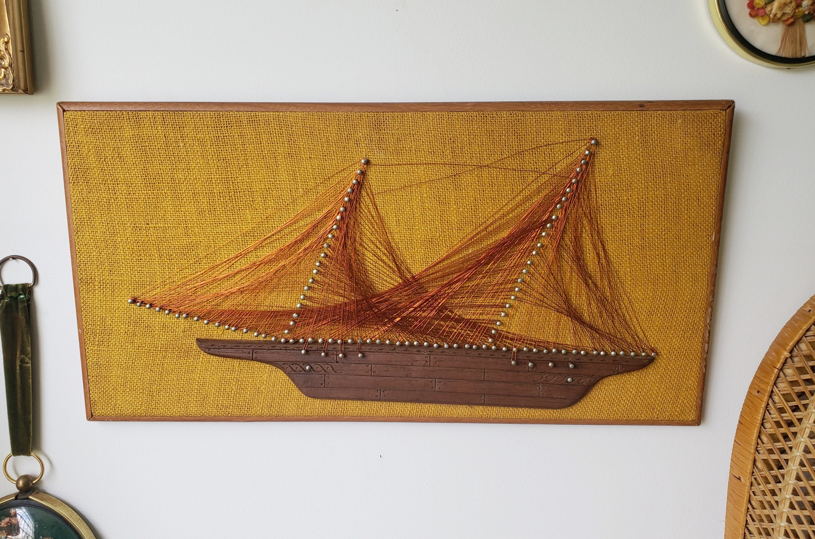 Mid Century Copper Wire Ship Art - Sailing - Wire Art - Sailboat ...