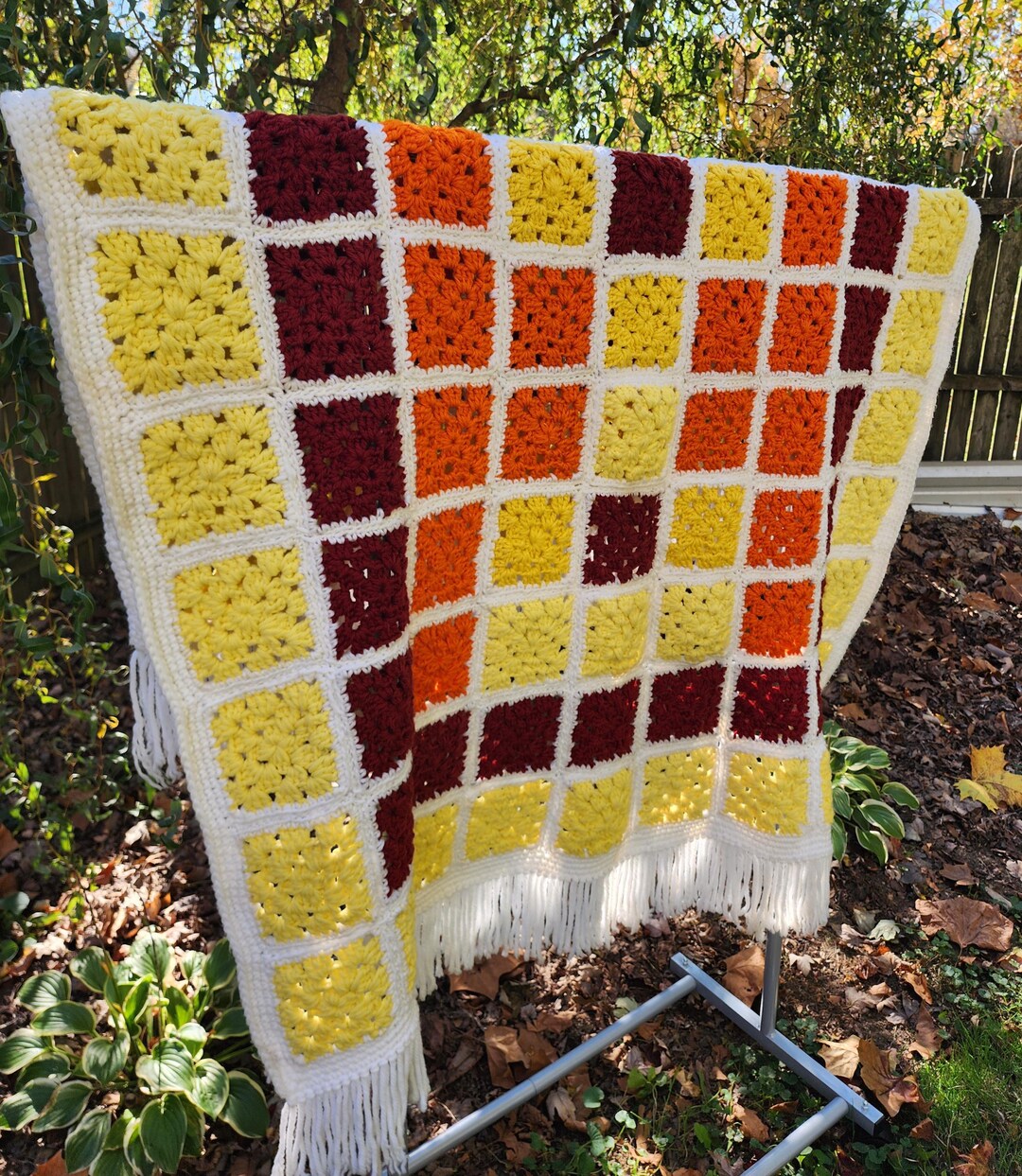 Fall Colors Crochet Blanket With Granny Squares - Etsy