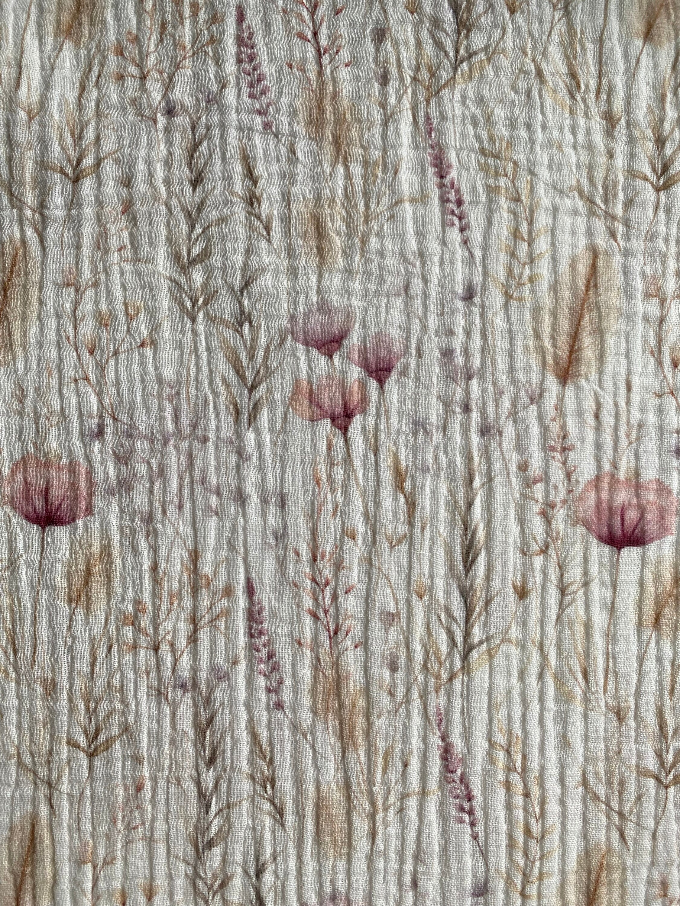Floral Double Gauze Fabric, Flower Muslin by the Half Meter / Half Yard ...