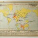 Original Large Vintage French Educational School Wall Chart WORLD MAP ...