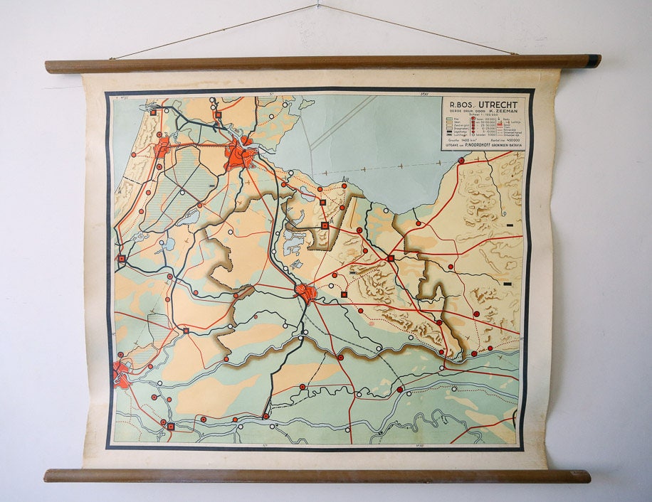 Original Vintage Dutch Educational School Wall Chart UTRECHT ...