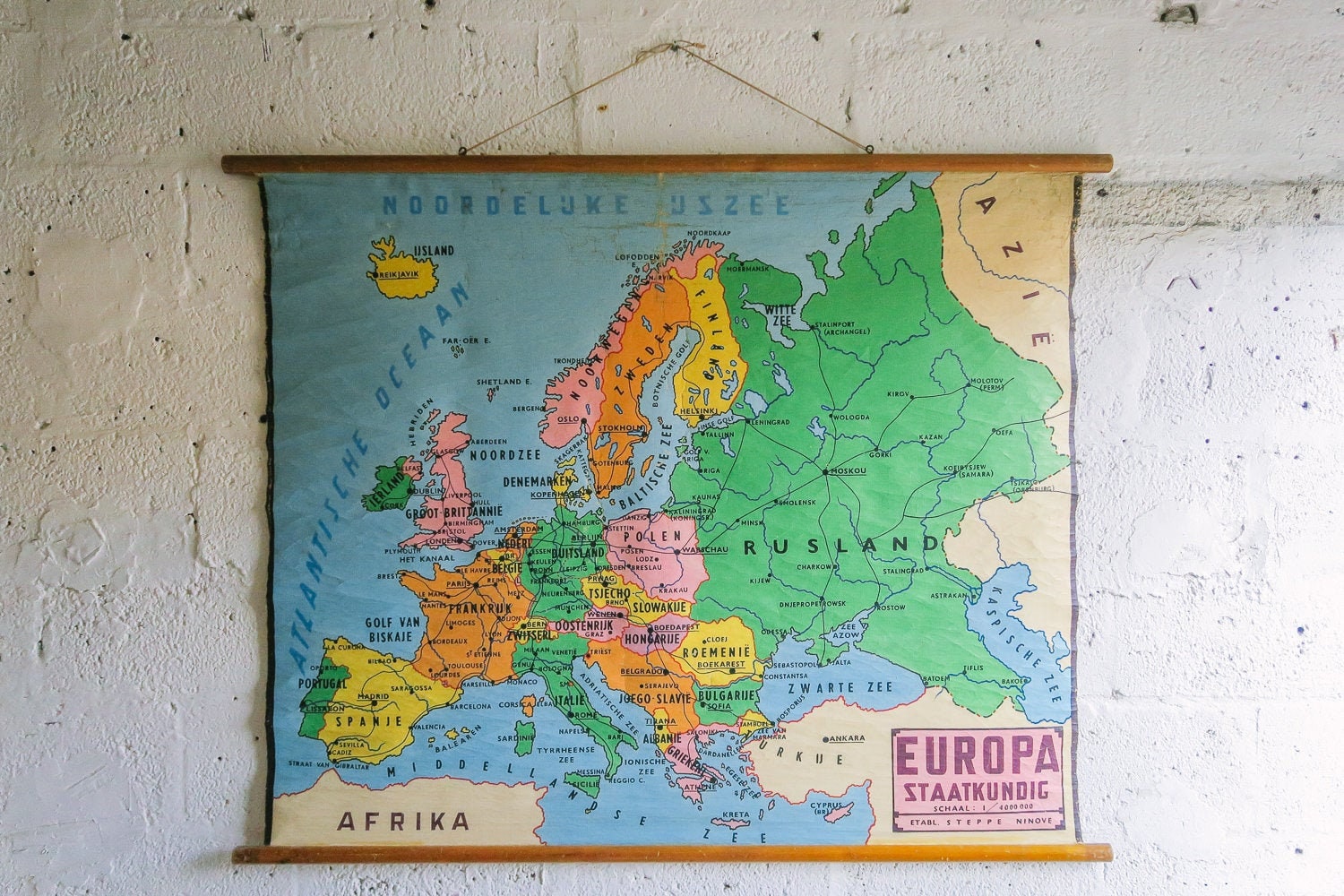 Original Huge Large Vintage Flemish Educational School Wall Chart North ...