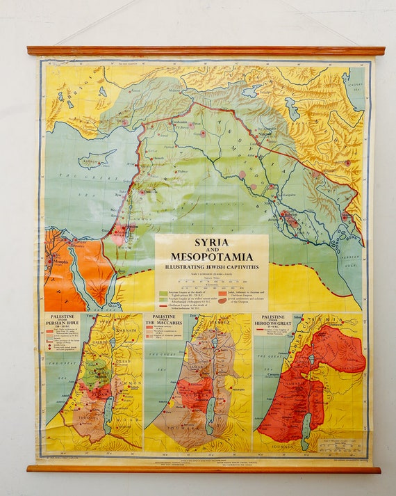 Mesopotamia Geography Vintage British Educational School Wall Chart