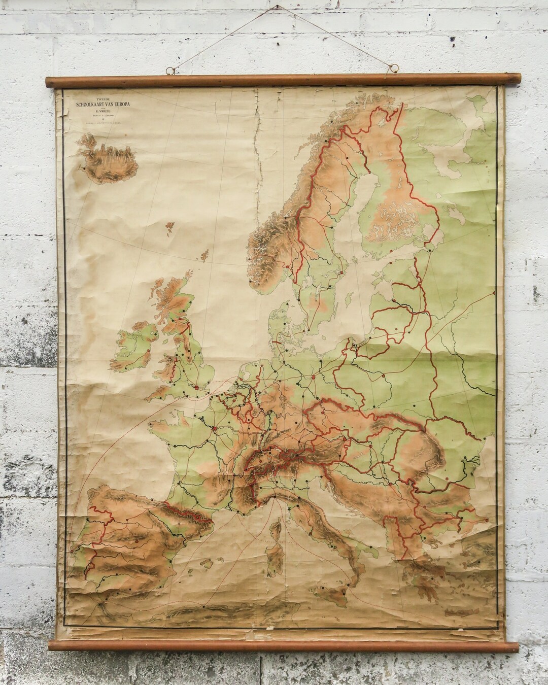 Original Huge Large Vintage Antique Dutch Educational School Wall Chart ...