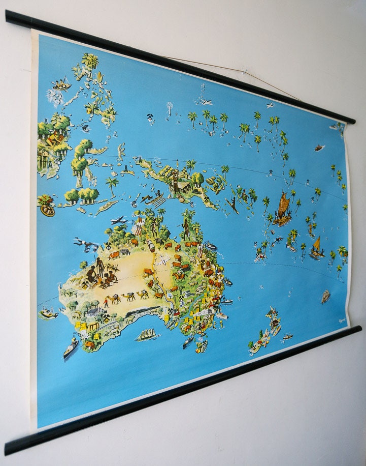 Original Vintage German Educational School Wall Chart AUSTRALIA ...