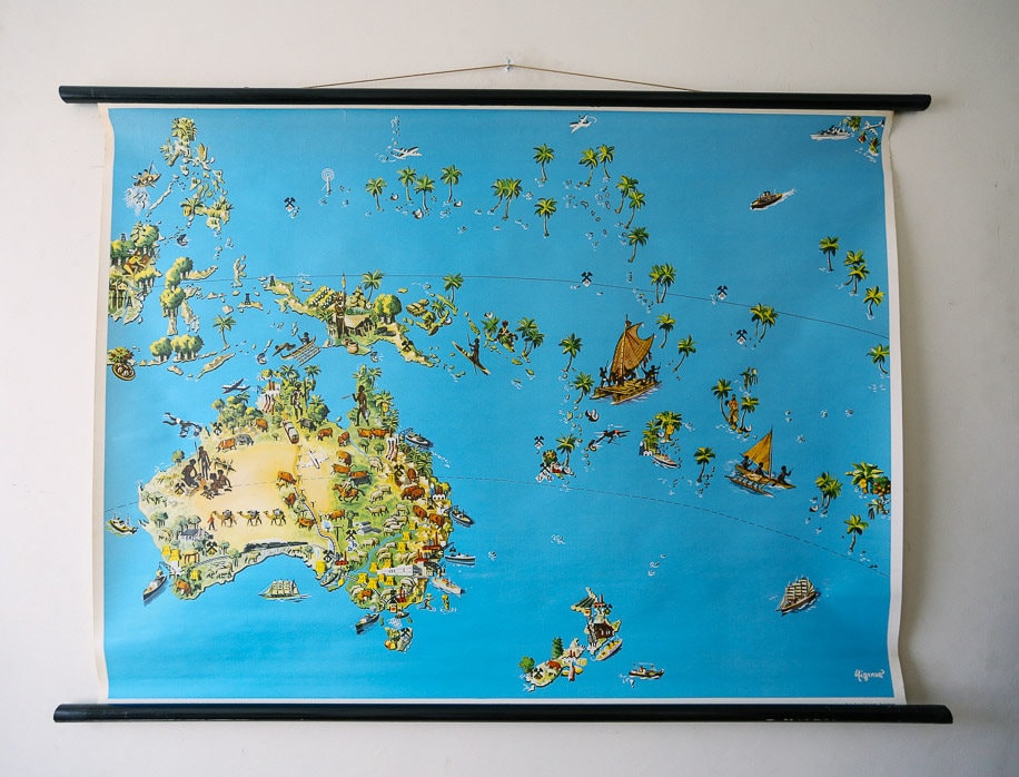 Original Vintage German Educational School Wall Chart AUSTRALIA ...