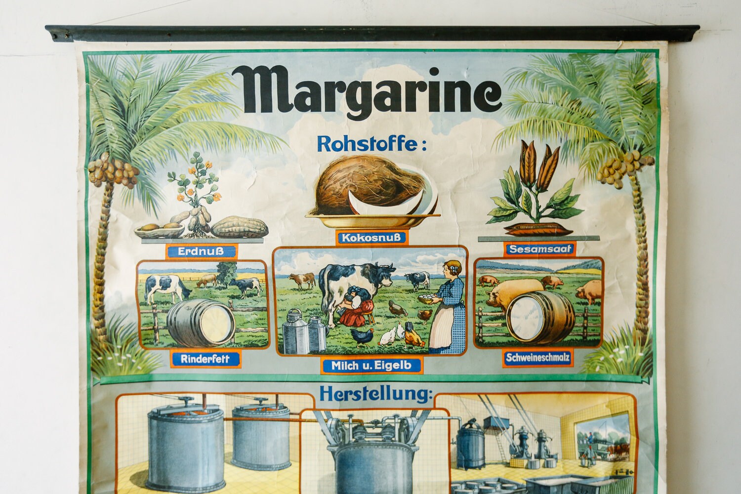 Original Wall Chart SCIENTIFIC TECHNICAL Vintage German School Wall ...