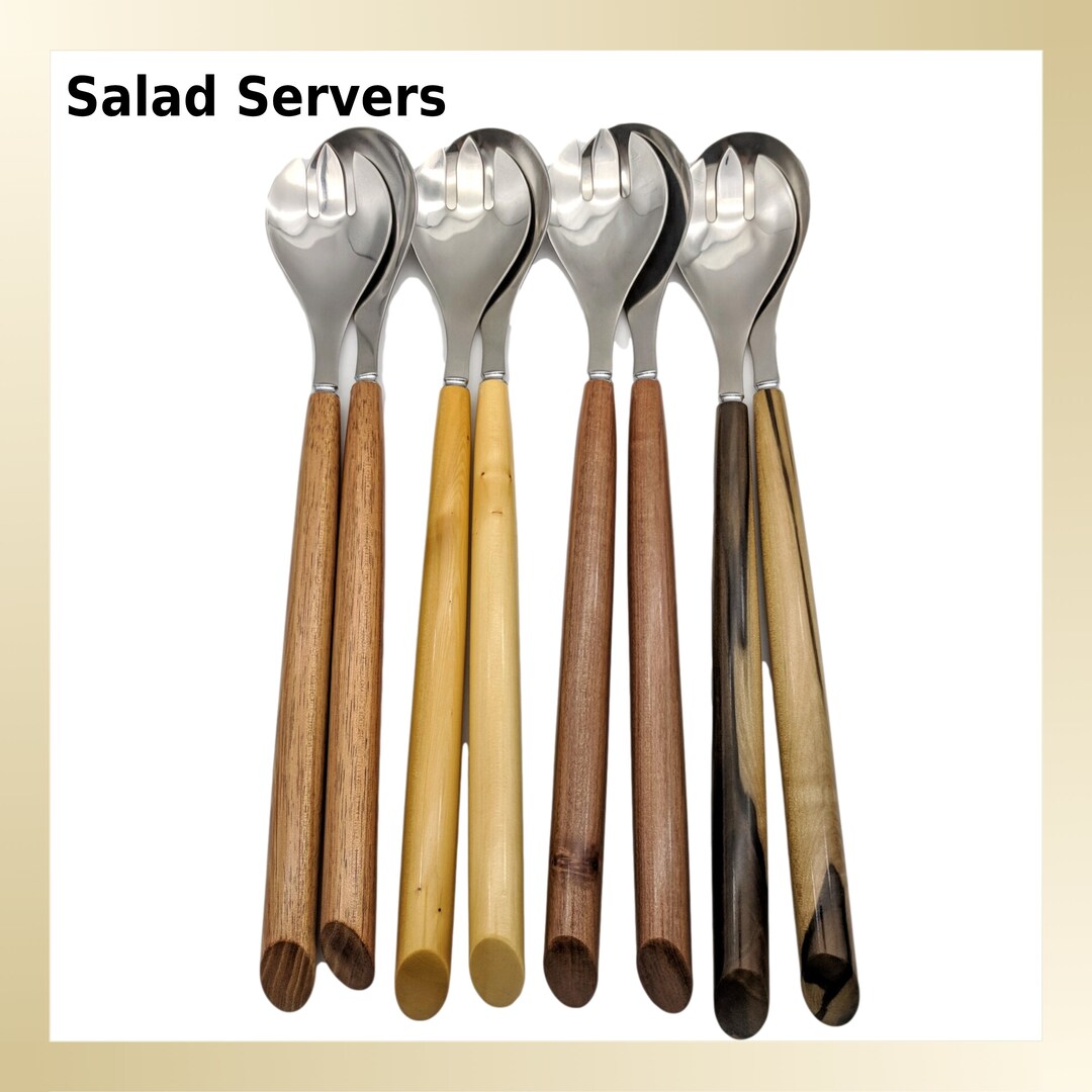 Salad Servers With Tasmanian Timber Handles. Stainless Steel. Huon Pine ...