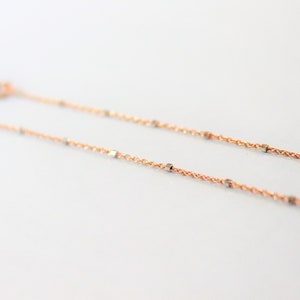 14K Solid Rose Gold Rolo With Bead Chain 1mm/16-24" - Etsy