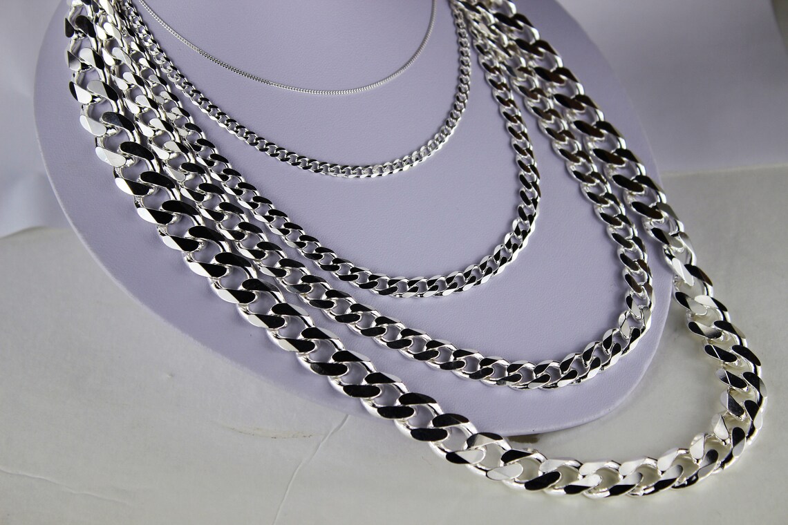 925 Sterling Silver Cuban Link Chain Necklace 1.5mm 15mm Men - Etsy
