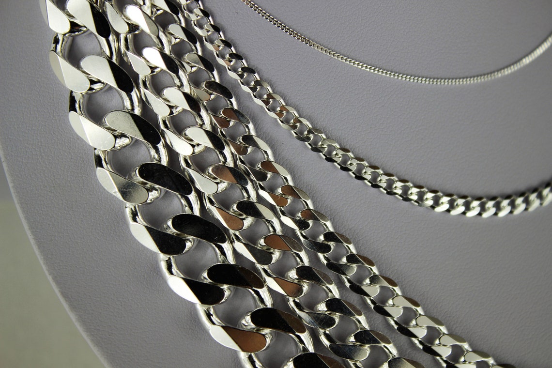 925 Sterling Silver Cuban Link Chain Necklace 1.5mm 15mm Men - Etsy