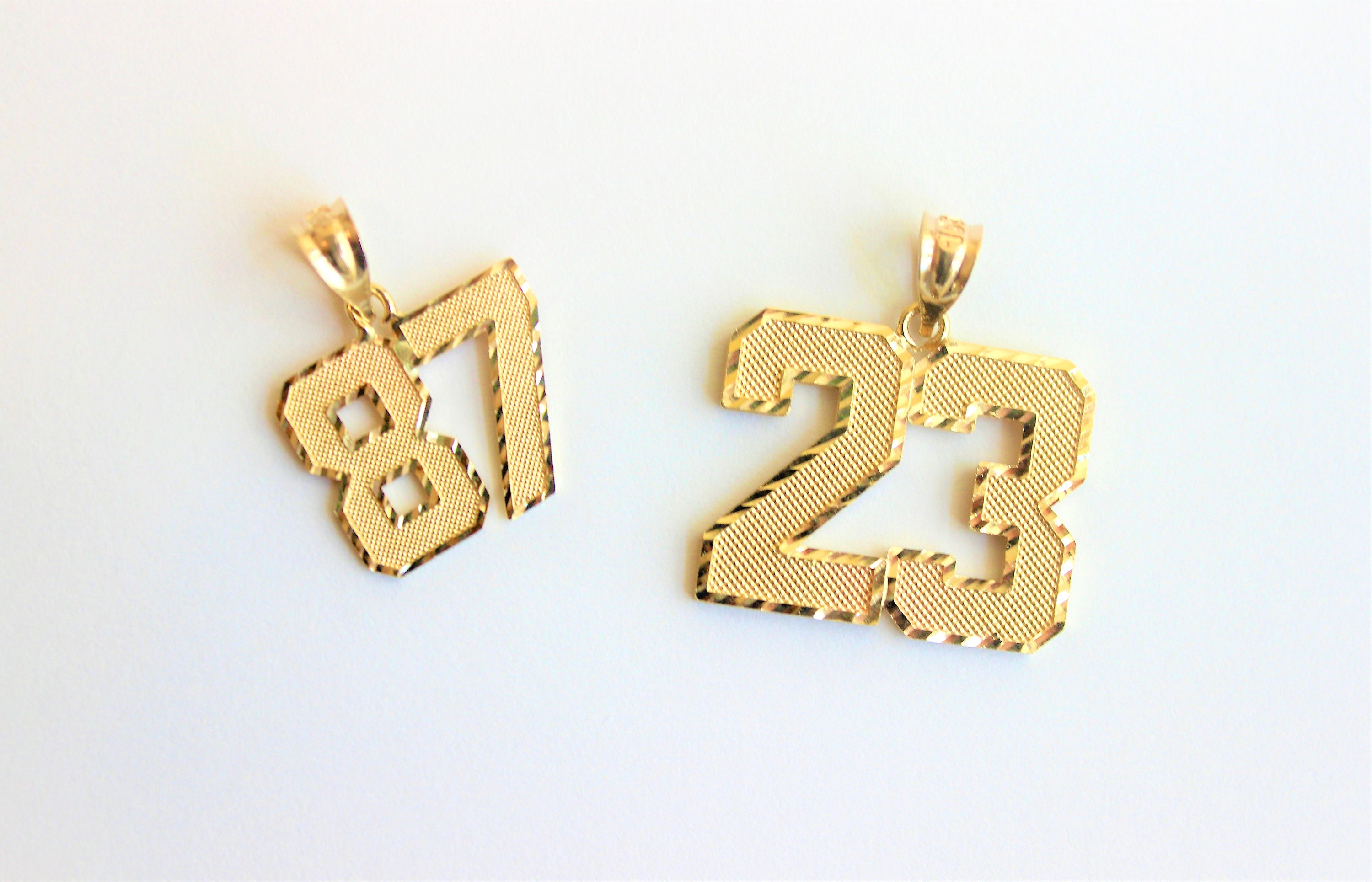 Authentic 10K Yellow Gold Number Two-digit Pendant Charm Diamond Cut - Etsy