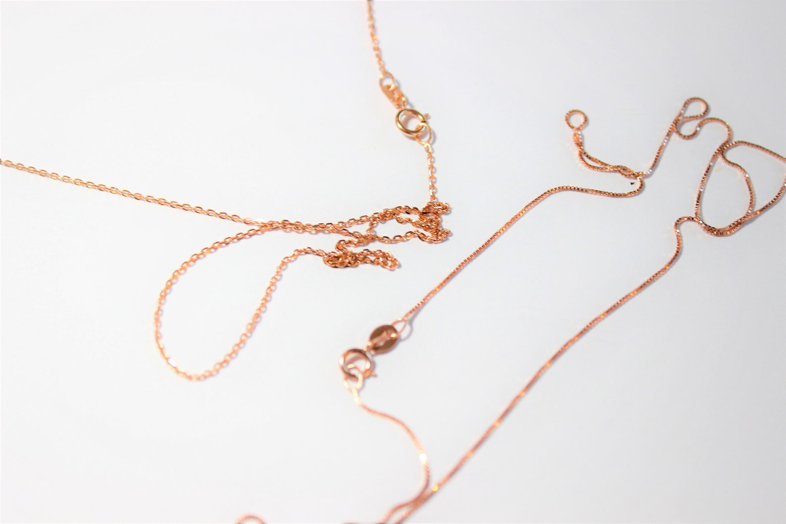 10K Solid Rose Gold Rolo (1mm) & Box (0.6mm) Chain 16-24" - Etsy