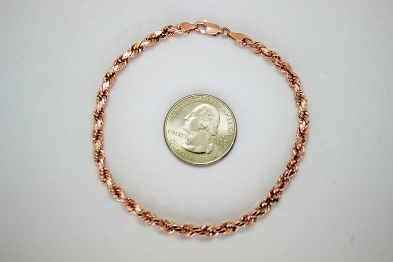 10K Solid Rose Gold Rope Chain Necklace 1.5mm 6mm for Men - Etsy
