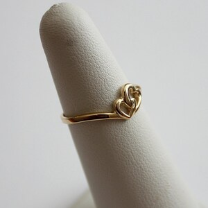 14K Yellow Gold Heart Ring Two Hearts Double Hearts Girl Women Ladies ...