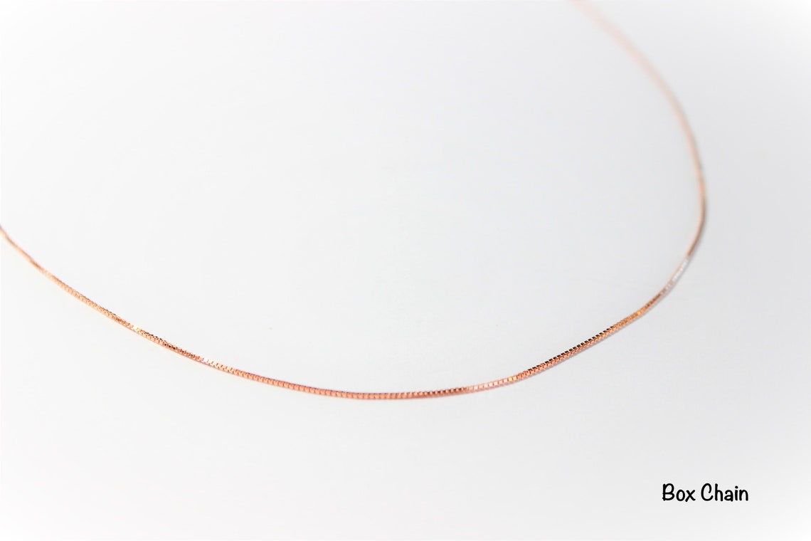 10K Solid Rose Gold Rolo (1mm) & Box (0.6mm) Chain 16-24" - Etsy