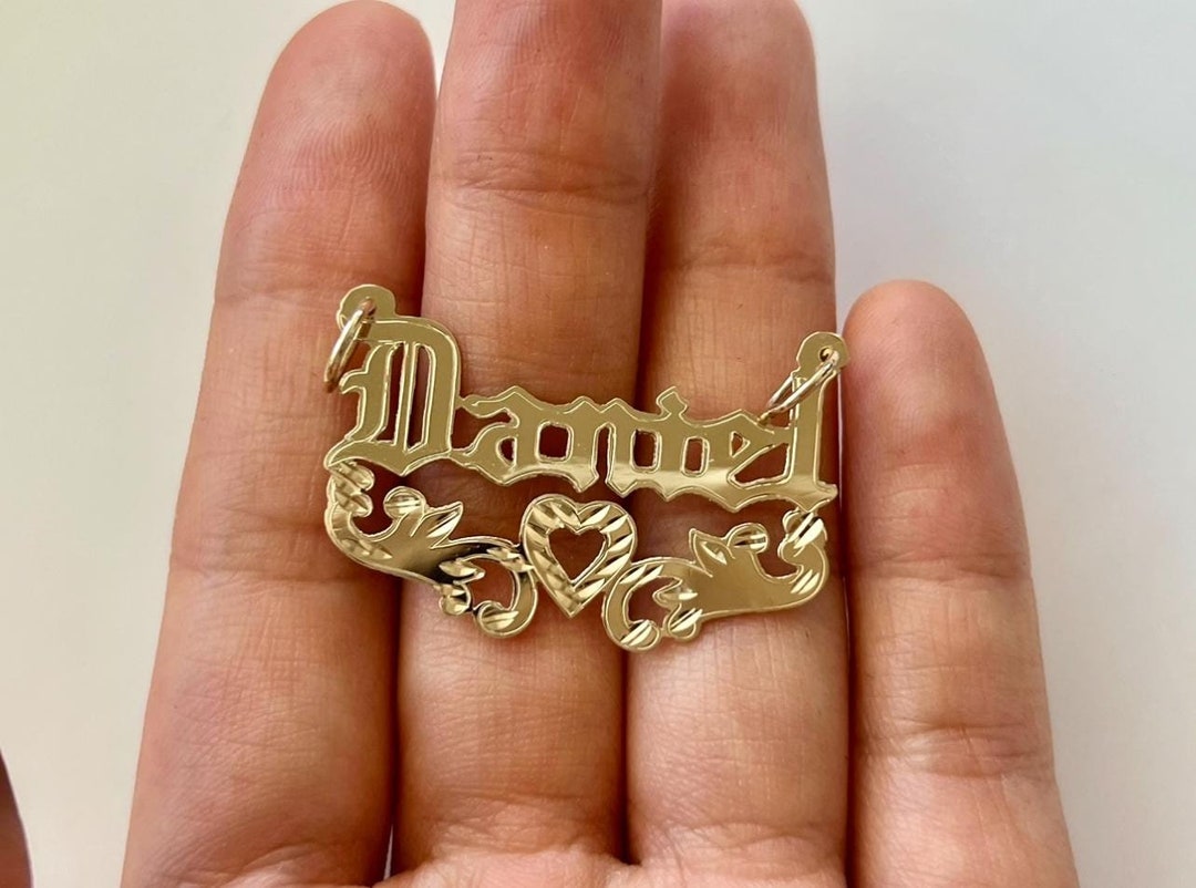 10k Solid Yellow Gold Personalized Custom Handmade Olden Text Name ...