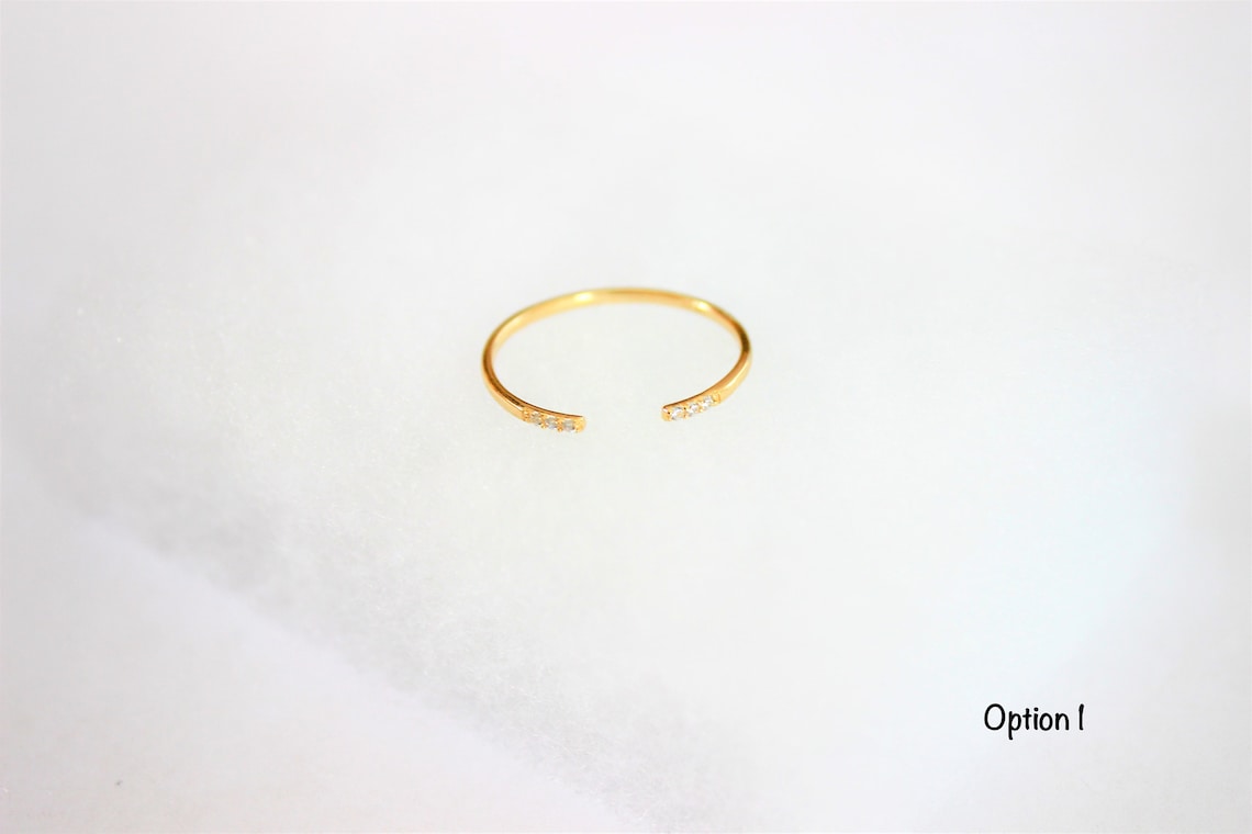 14K Yellow Gold Adjustable Rings Set or One Piece With CZ - Etsy