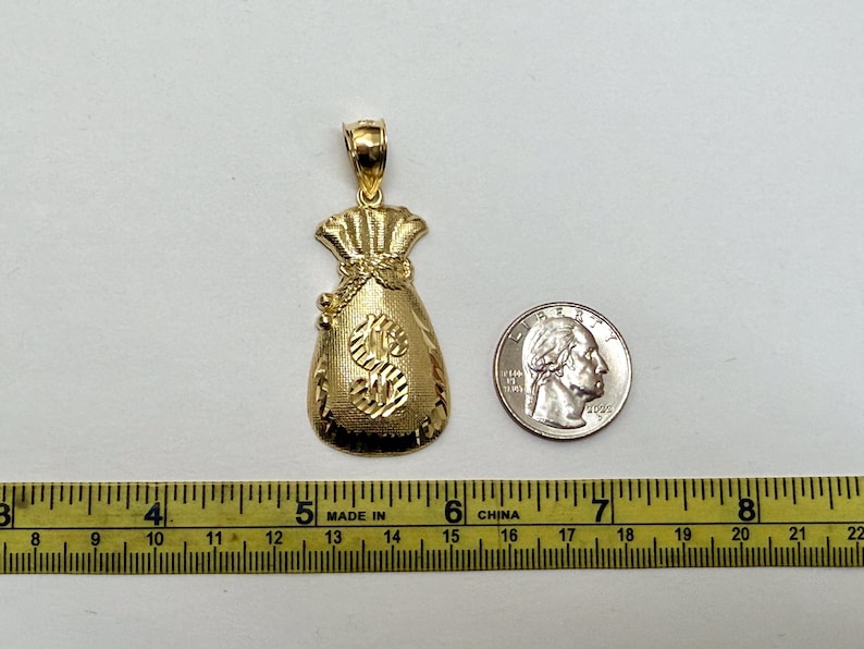 10K Solid Yellow Gold Lucky Money Bag Pendant Diamond Cut 6 Sizes - Etsy