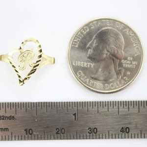 10k Solid Yellow Gold Slanted Heart Initial Letter Alphabet Ring - Etsy