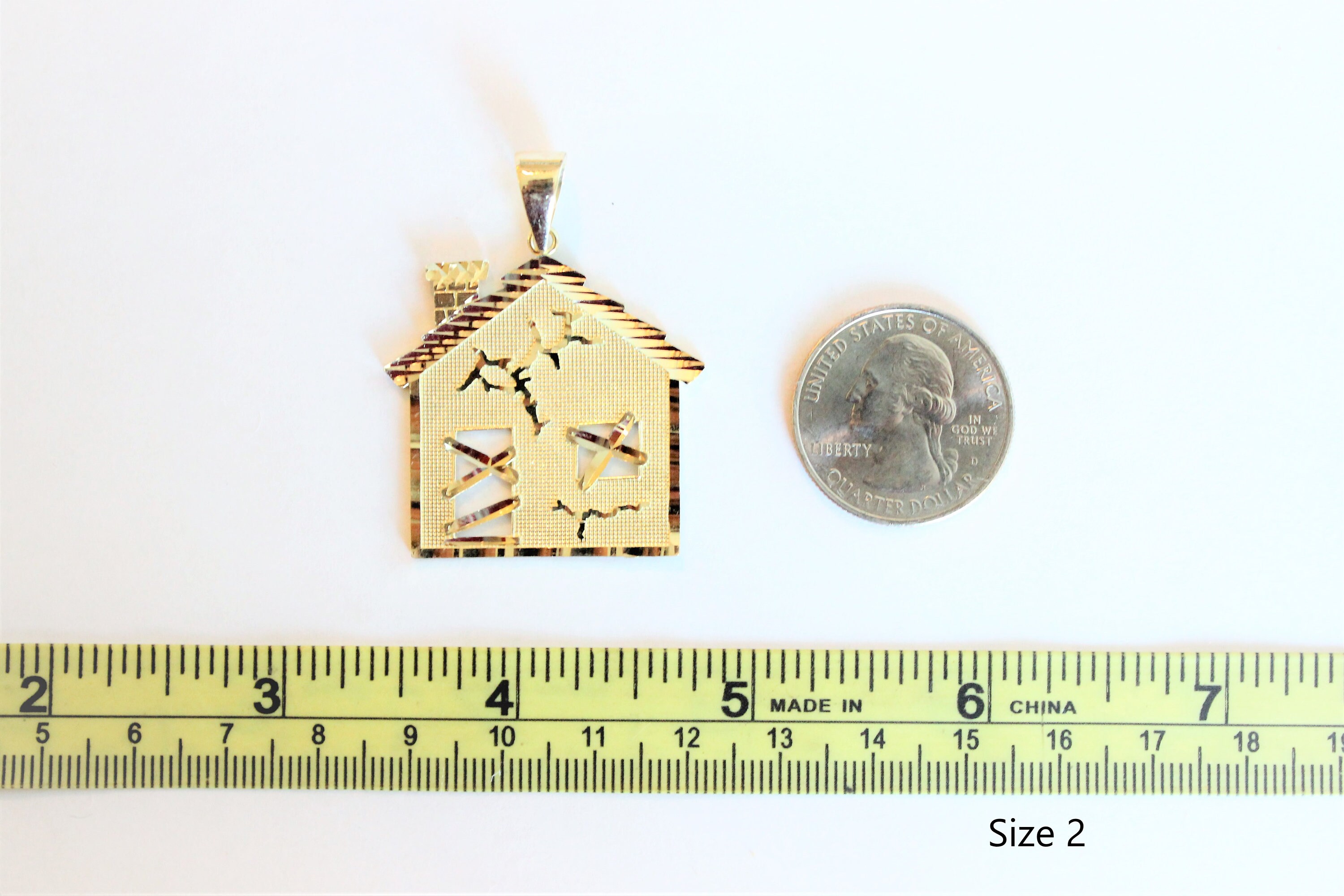 10K Yellow Gold Trap House Pendant Charm 2 Sizes - Etsy