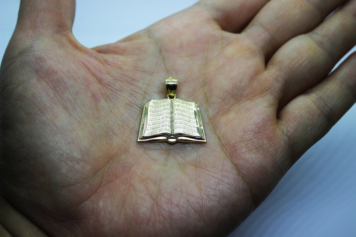 10K or 14K Yellow Solid Gold Bible Pendant 3 Sizes - Etsy