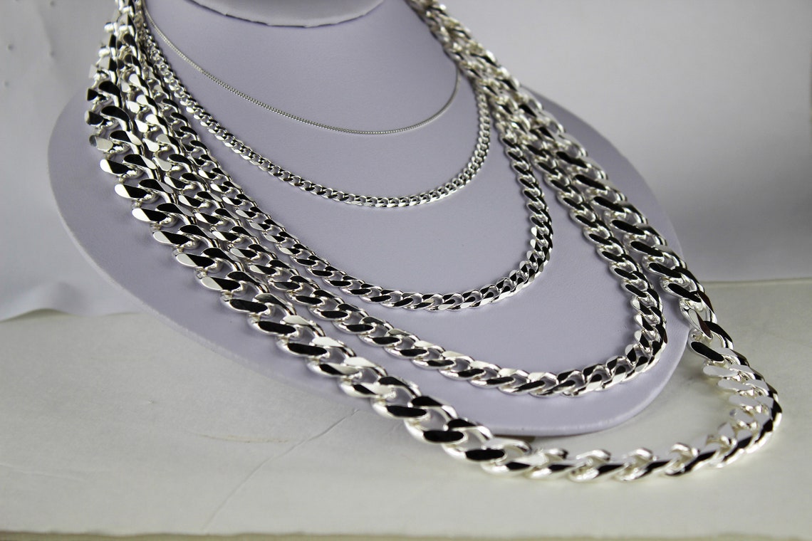 925 Sterling Silver Cuban Link Chain Necklace 1.5mm 15mm Men - Etsy