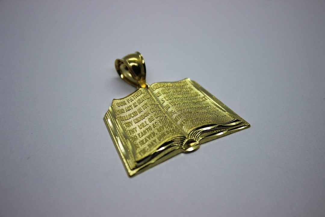 10K or 14K Yellow Solid Gold Bible Pendant 3 Sizes - Etsy