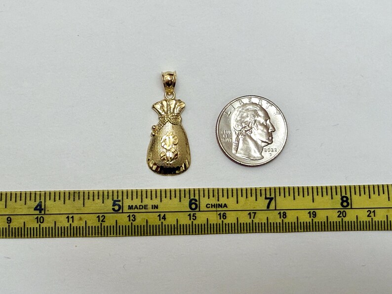 10K Solid Yellow Gold Lucky Money Bag Pendant Diamond Cut 6 Sizes - Etsy