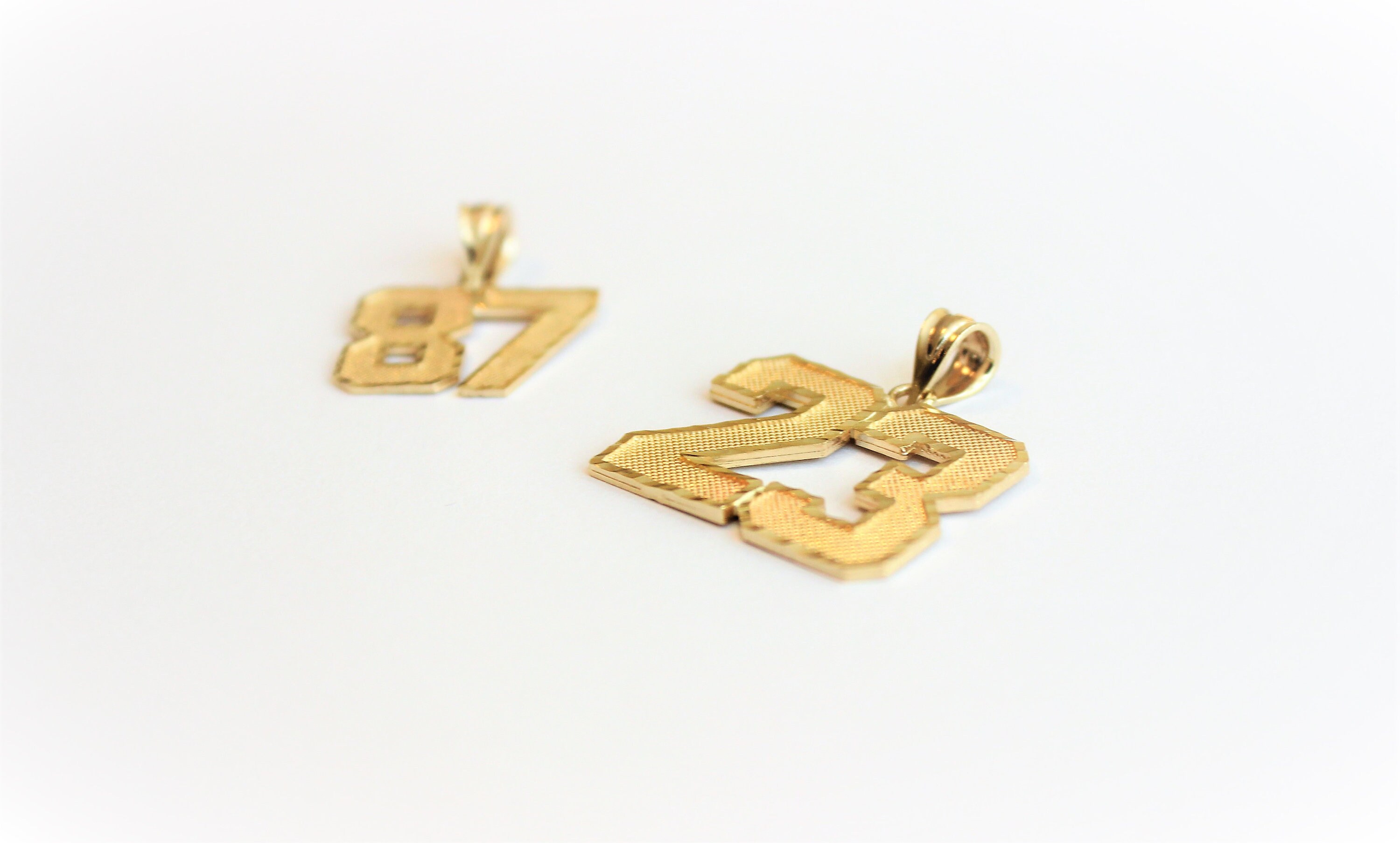 Authentic 10K Yellow Gold Number Two-digit Pendant Charm Diamond Cut - Etsy