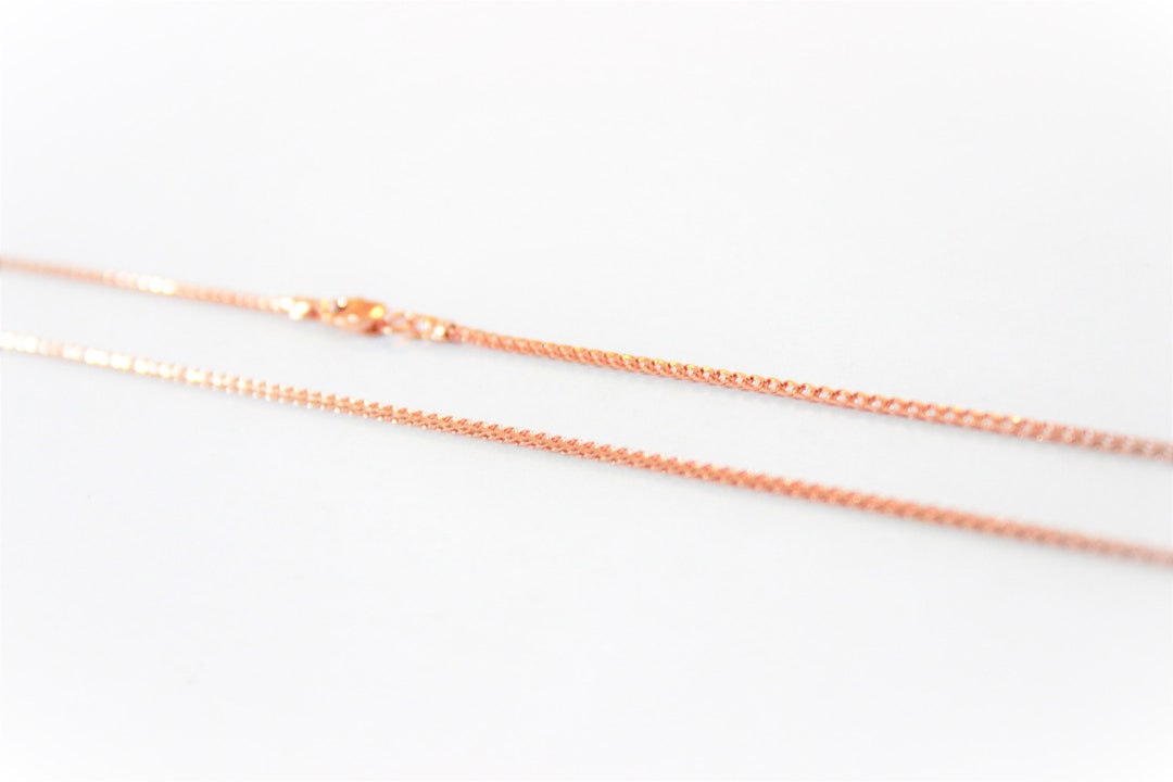 14K Solid Rose Gold Franco Chain 1mm/16-24