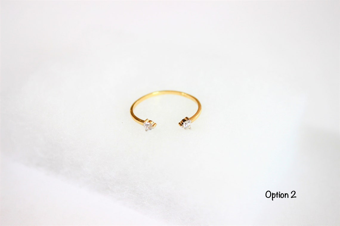 14K Yellow Gold Adjustable Rings Set or One Piece With CZ - Etsy