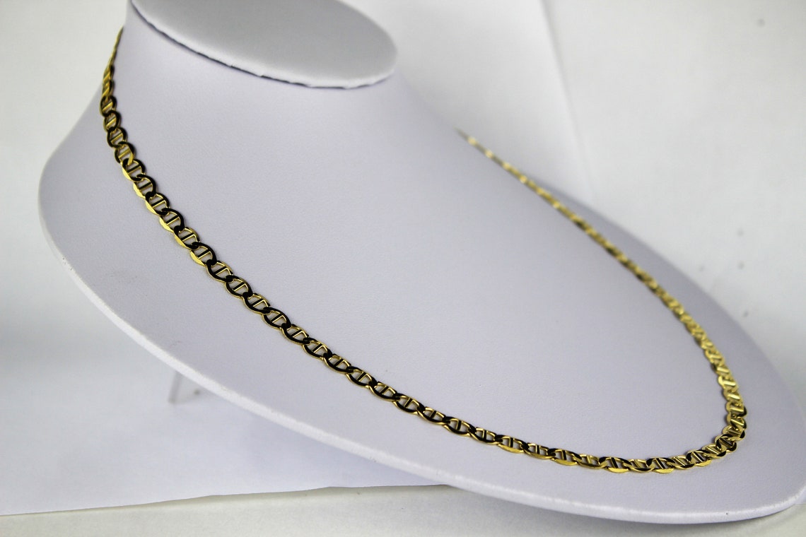 10K Solid Yellow Gold Mariner Link Chain Necklace 5.5mm / | Etsy