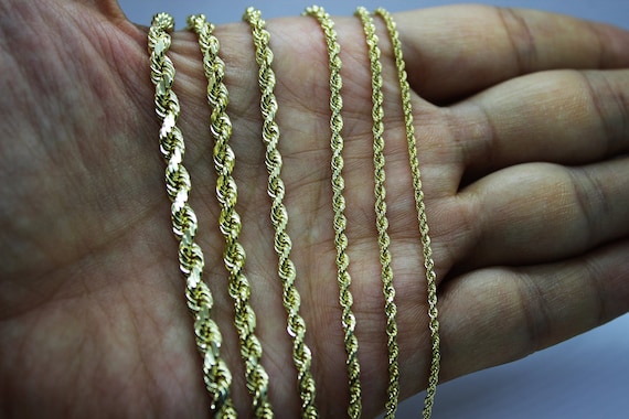 Diamond cut solid gold rope chain store