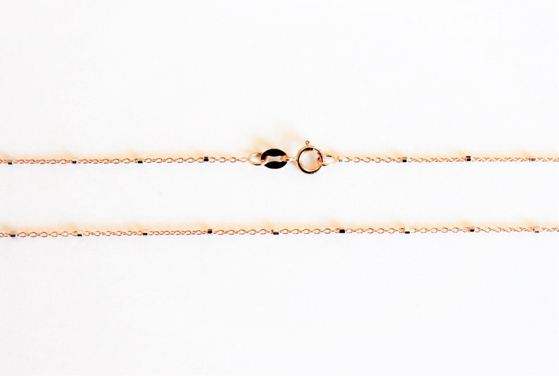 14K Solid Rose Gold Rolo With Bead Chain 1mm/16-24" - Etsy