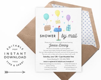 Shower by Mail Woodland Invitation Instant Download Editable | Etsy