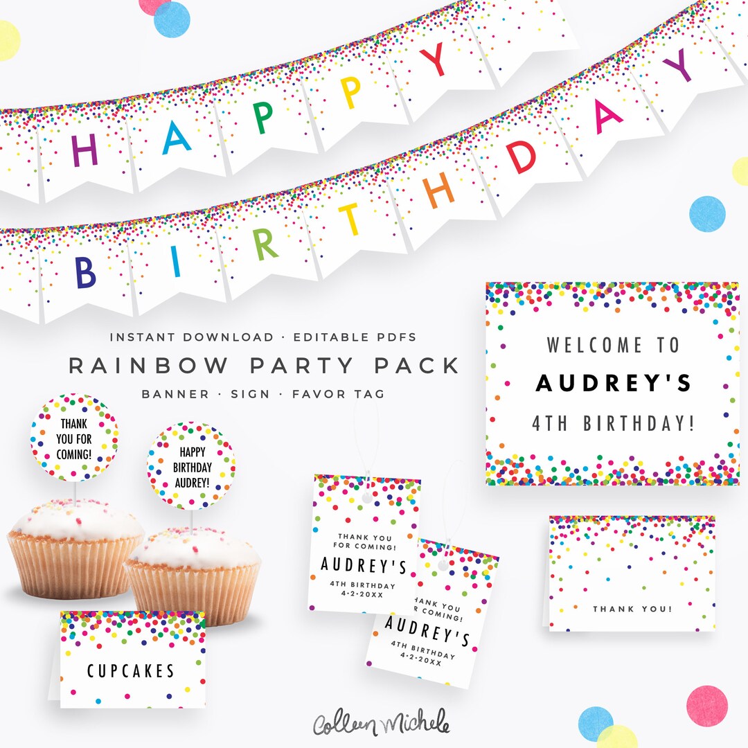 Confetti Birthday Party Decorations Instant Download - Etsy