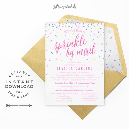 Sprinkle Invitation Girl Instant Download PDF Printable - Etsy