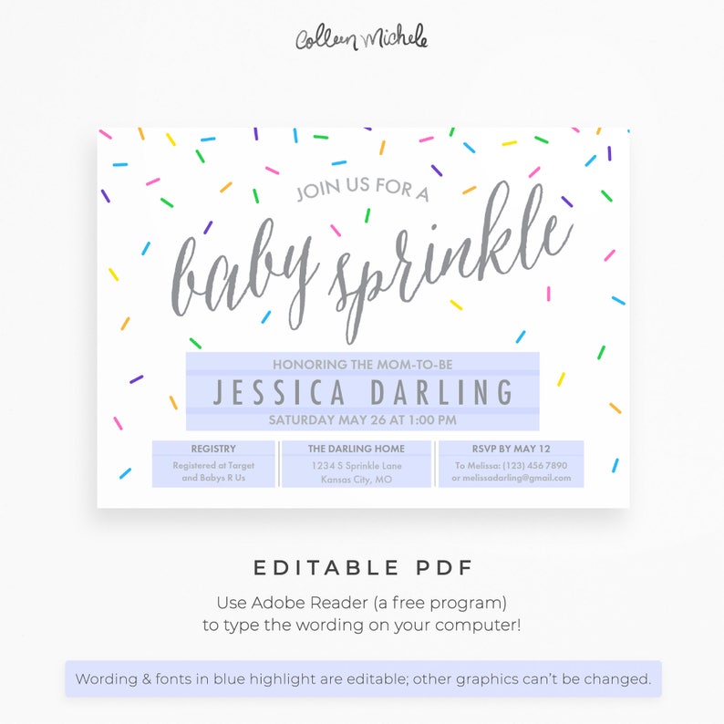 Baby Sprinkle Invitation Editable PDF Printable Download. - Etsy