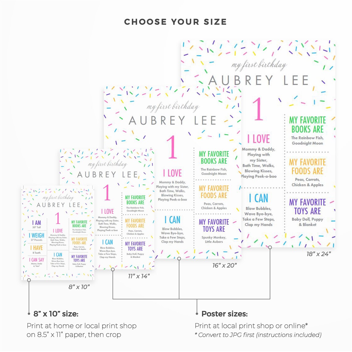 Cute Girl 1 Year Old Sign Editable PDF Download. First | Etsy