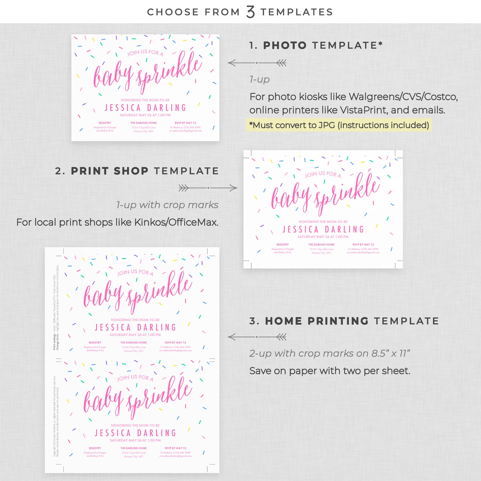 Sprinkle Invitation Girl Instant Download PDF Printable - Etsy