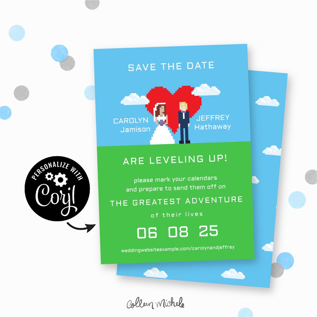 Video Game Geek Save the Date Invitation | Corjl Template for Instant ... Video Game Geek Save the Date Invitation | Corjl Template for Instant ...