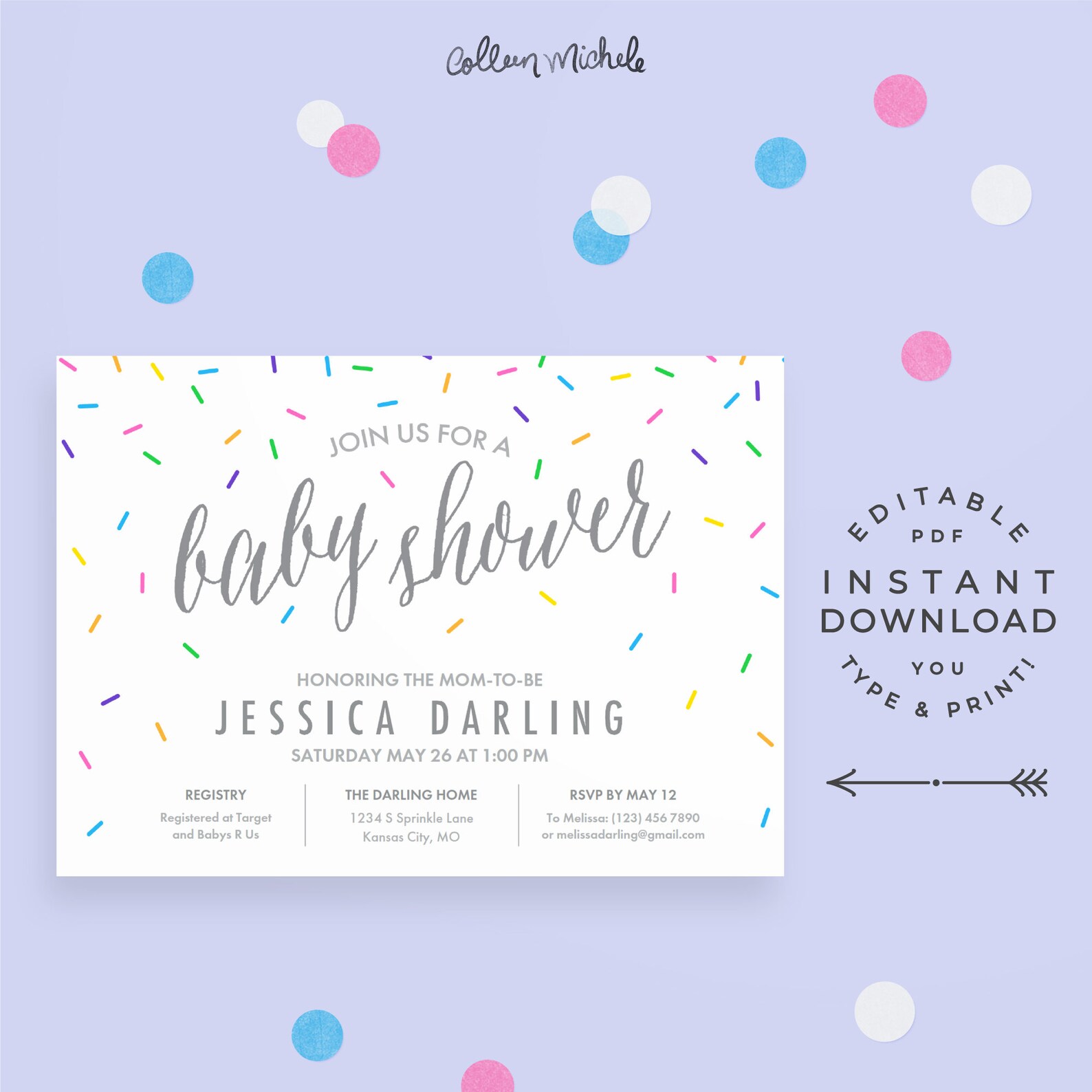 Sprinkle Baby Shower Invitation Instant Download Editable - Etsy