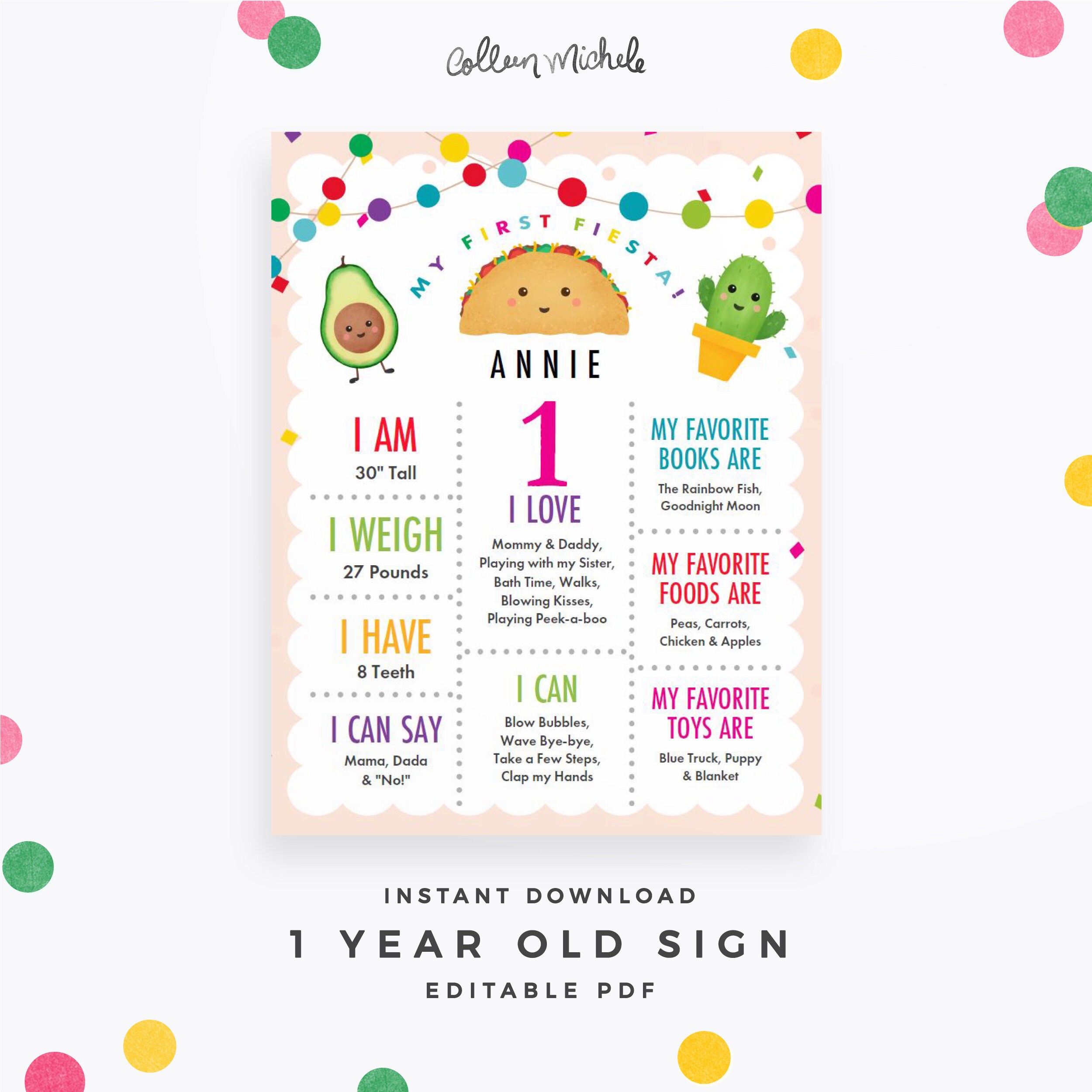 My First Fiesta Birthday 1 Year Old Sign. First Birthday - Etsy