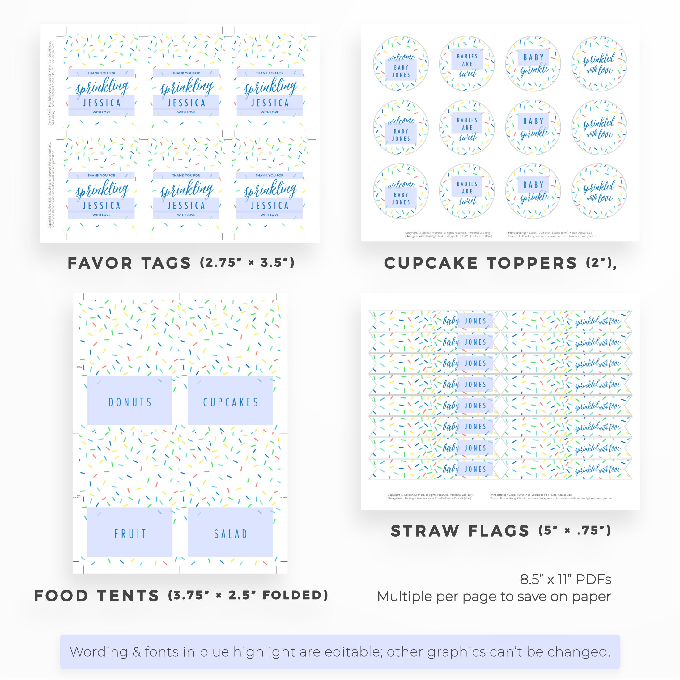 Blue Baby Sprinkle Decorations Instant Download Printable | Etsy