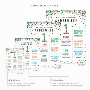 Confetti One Year Old Sign, Editable PDF Instant Download. 1st Birthday ...