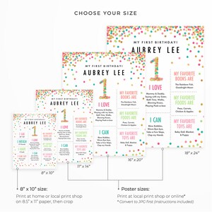 Cute Girl 1 Year Old Sign, Editable PDF Download. First Birthday Poster ...