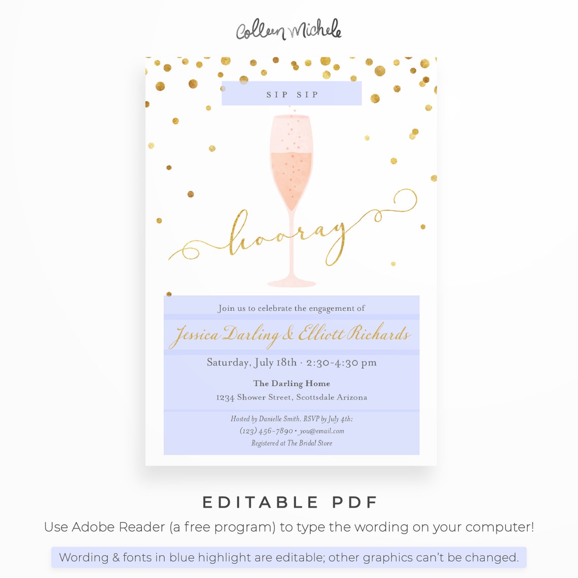 Sip Sip Hooray Invitation Instant Download Printable. Elegant - Etsy