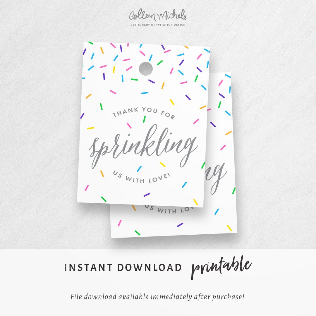 Baby Sprinkle Favor Tag Printable, Thank You Tags for Sprinkle Baby ...